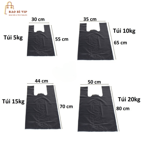 Túi đựng rác có quai, túi nilong đựng hàng, túi bóng đen dẻo loại đẹp size 2kg - 30kg