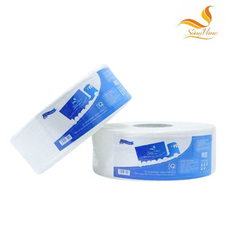 Giấy vệ sinh công nghiệp cuộn lớn 2 lớp màu xanh 500g, 700g, 1kg